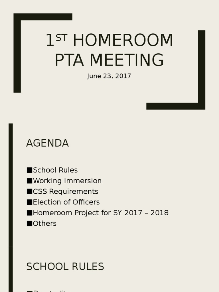 1st Homeroom Pta Meeting | PDF | Schools | Business