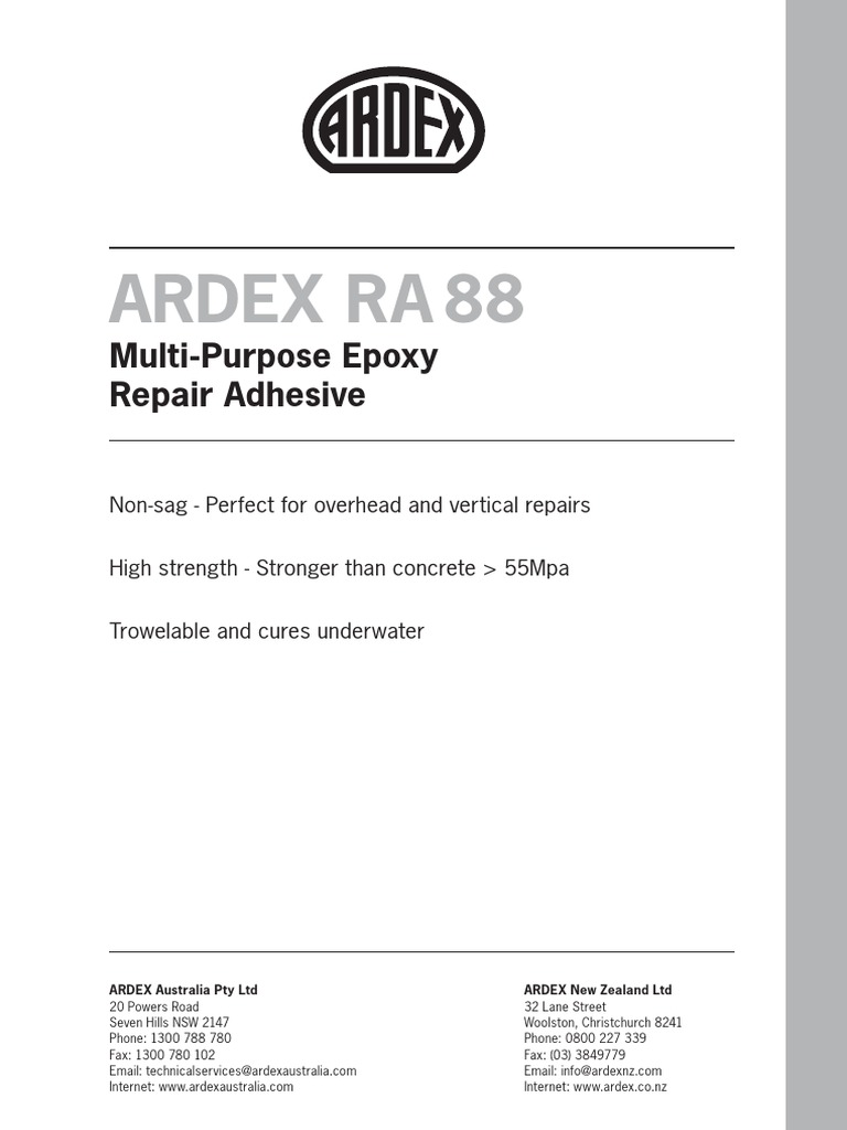 ARDEX RA 88 Datasheet | PDF | Epoxy | Concrete