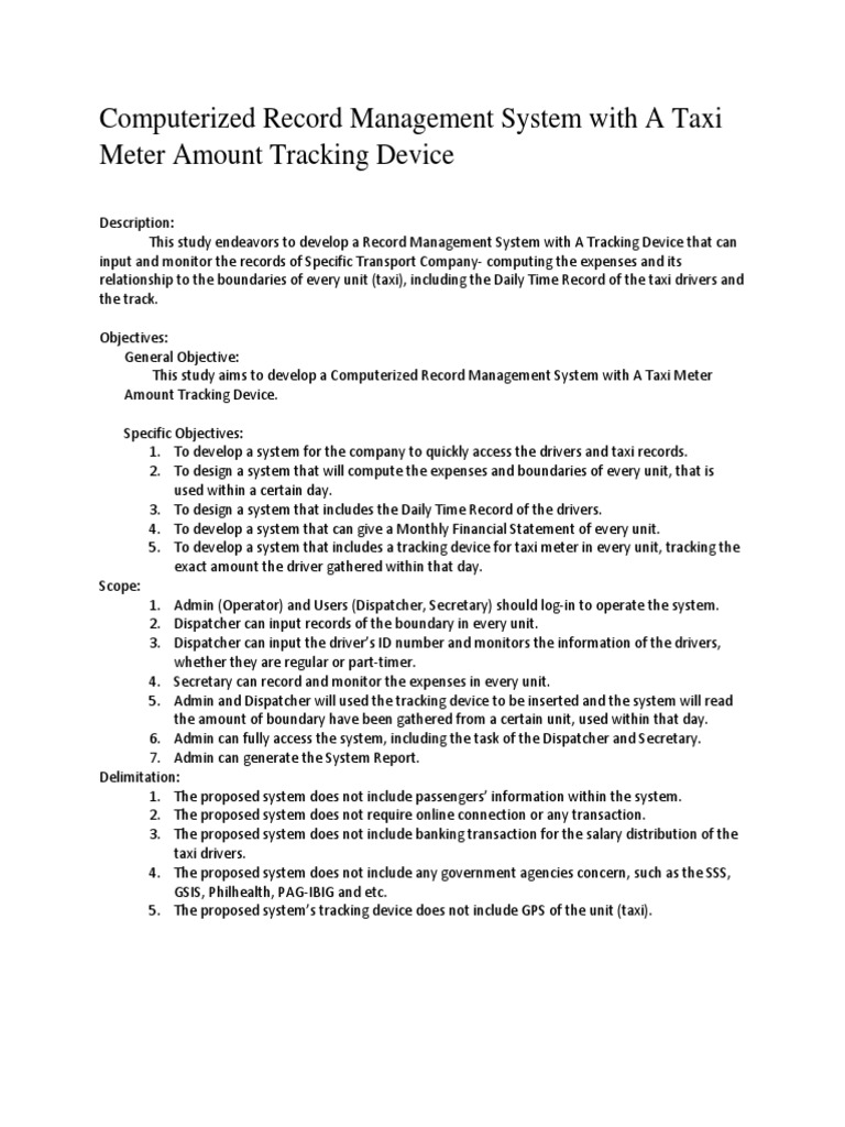 Taxi Record Management System Prototype | PDF | Taxicab | Device Driver