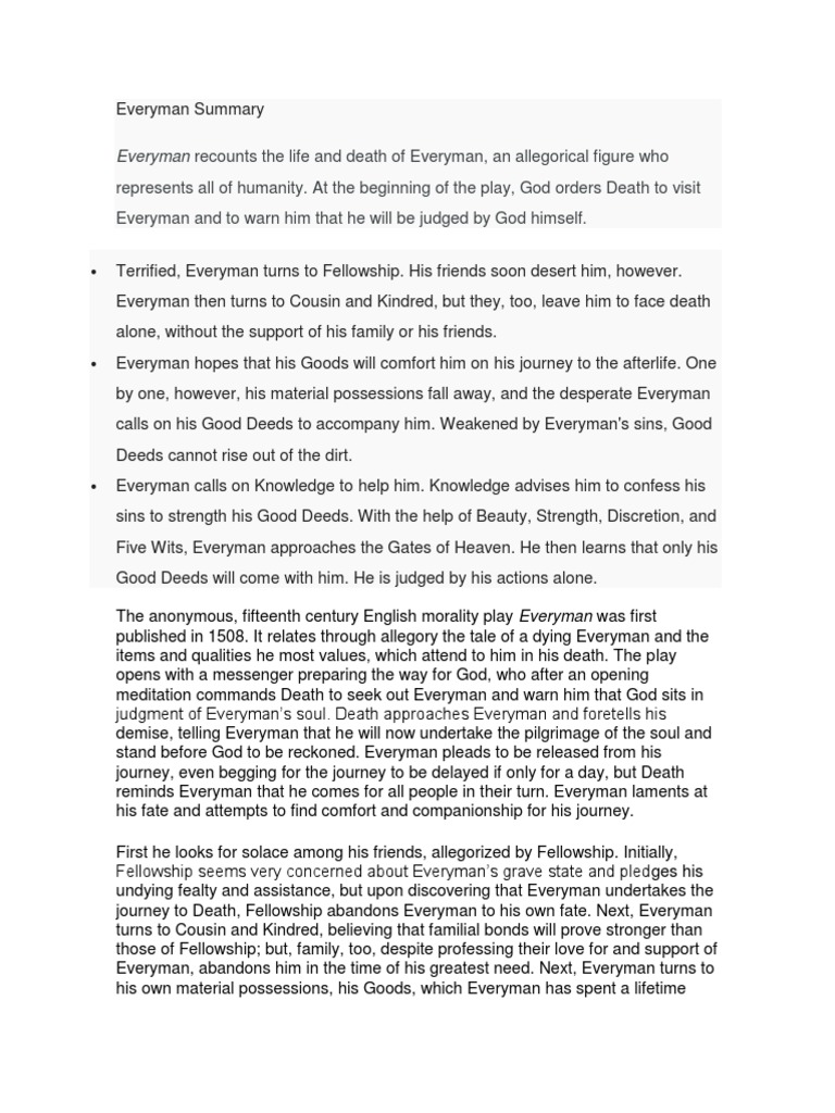 Everyman Summary | PDF | Religious Behaviour And Experience | Religious ...