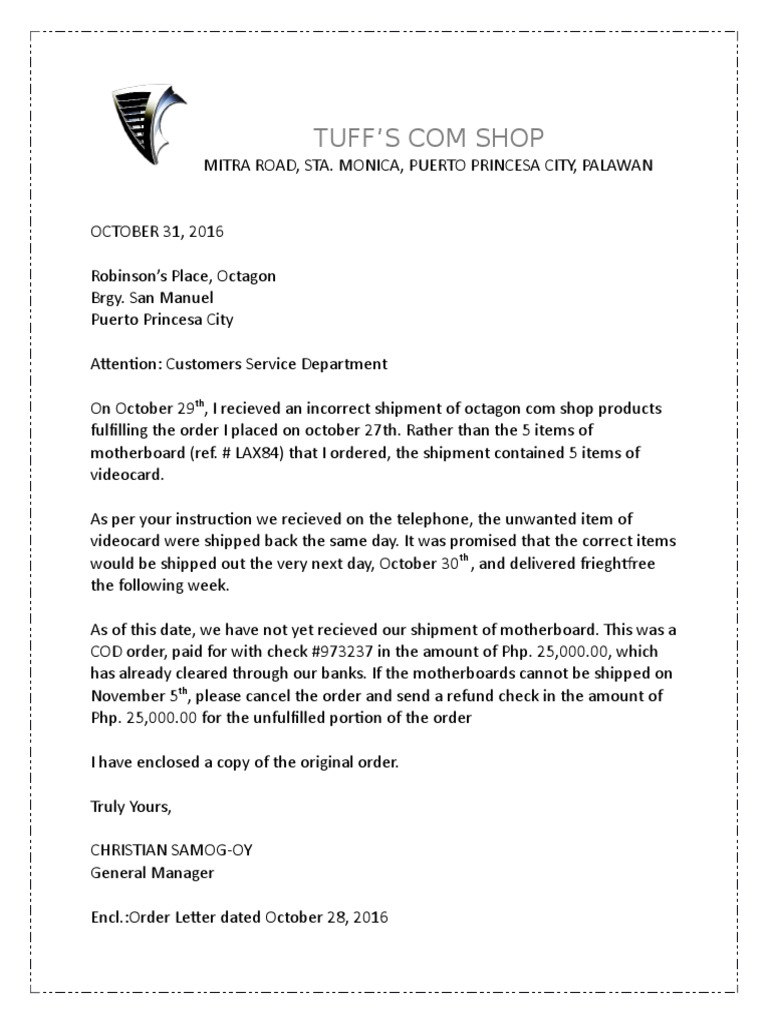 Letter of Reshipment | PDF