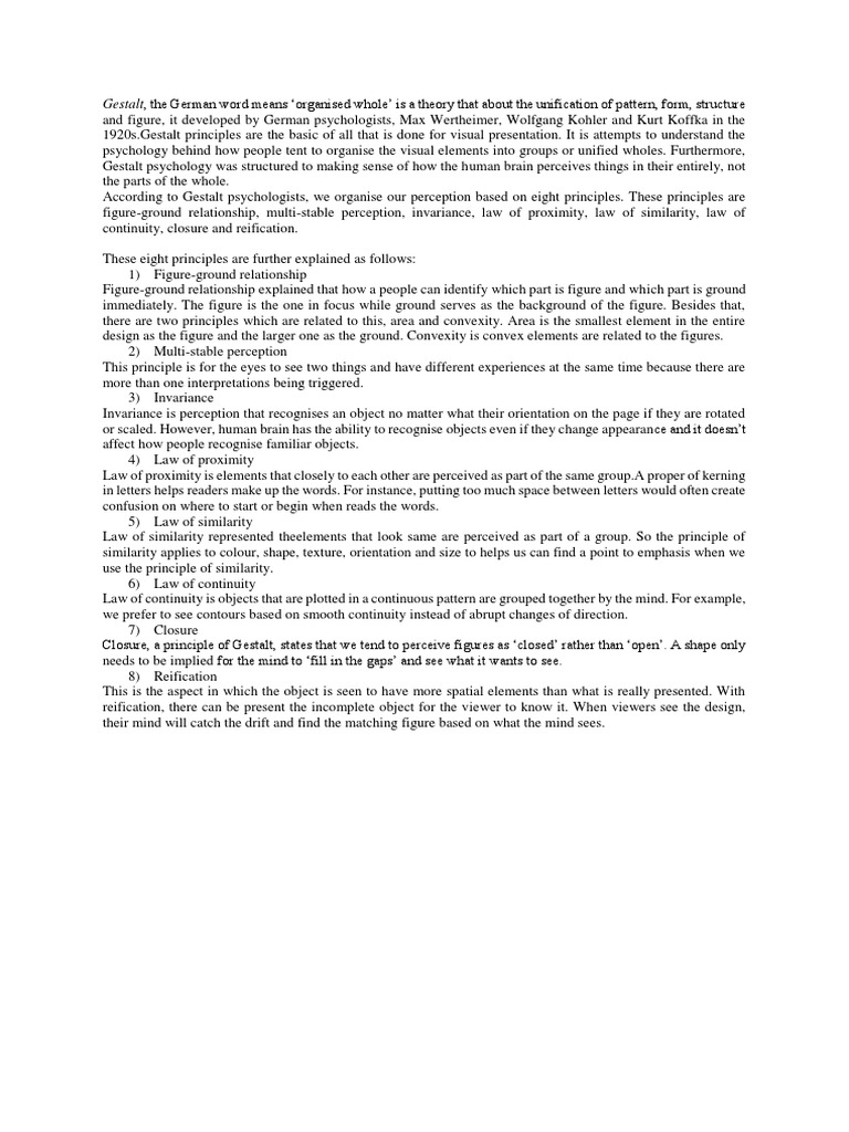 Gestalt, The German Word Means Organised Whole' Is A Theory That About ...