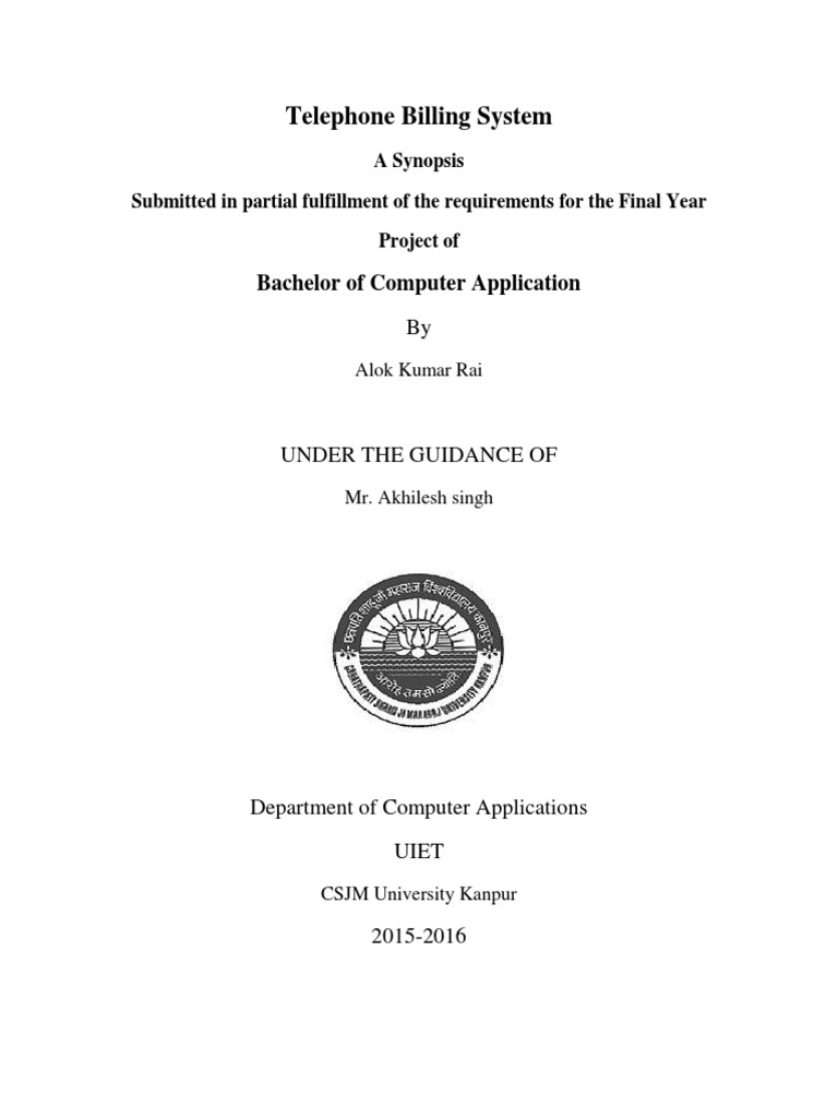 Telephone Billing System: Bachelor of Computer Application | PDF ...