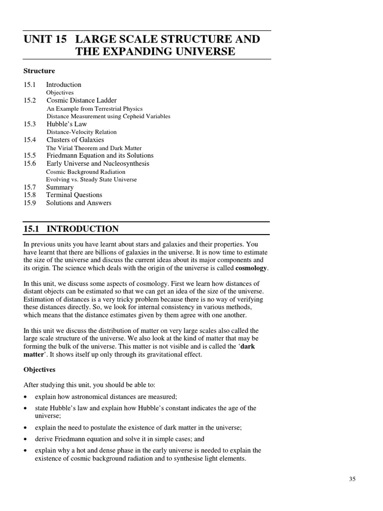 Unit 15 Large Scale Structure and The Expanding Universe | PDF | Big ...