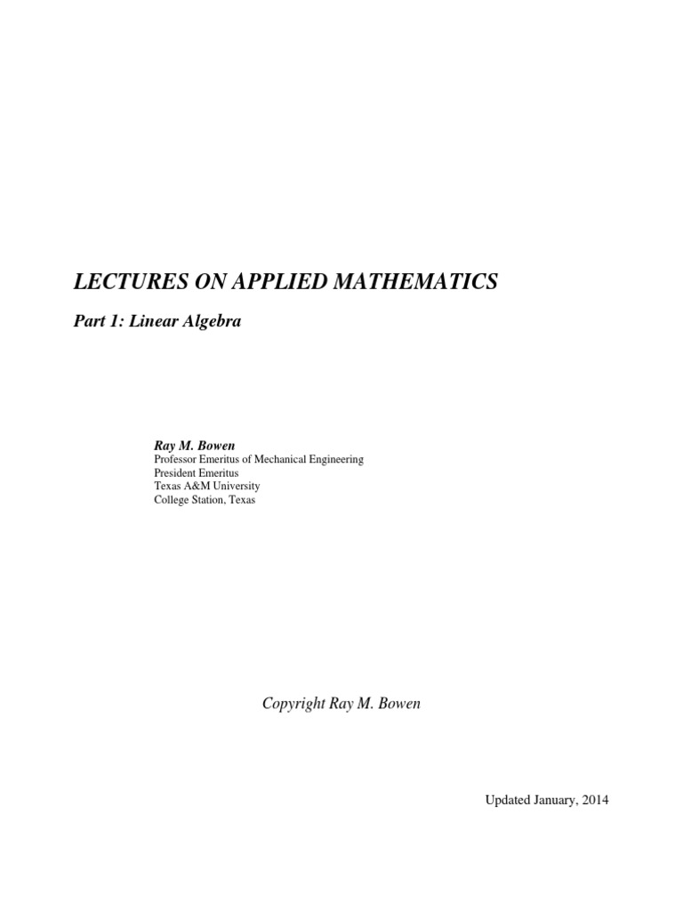 Lectures On Applied Math Linear Algebra | PDF | Matrix (Mathematics ...