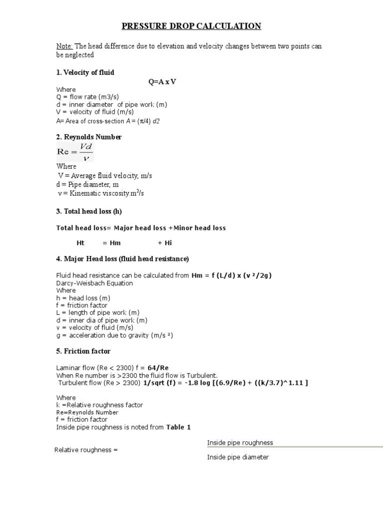 Pipe Pressure Drop Calculation Guide | PDF | Fluid Dynamics ...