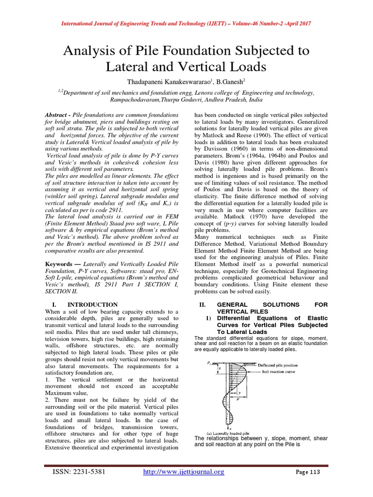 Analysis of Pile Foundation Subjected To Horizontal and Lateral Forces ...