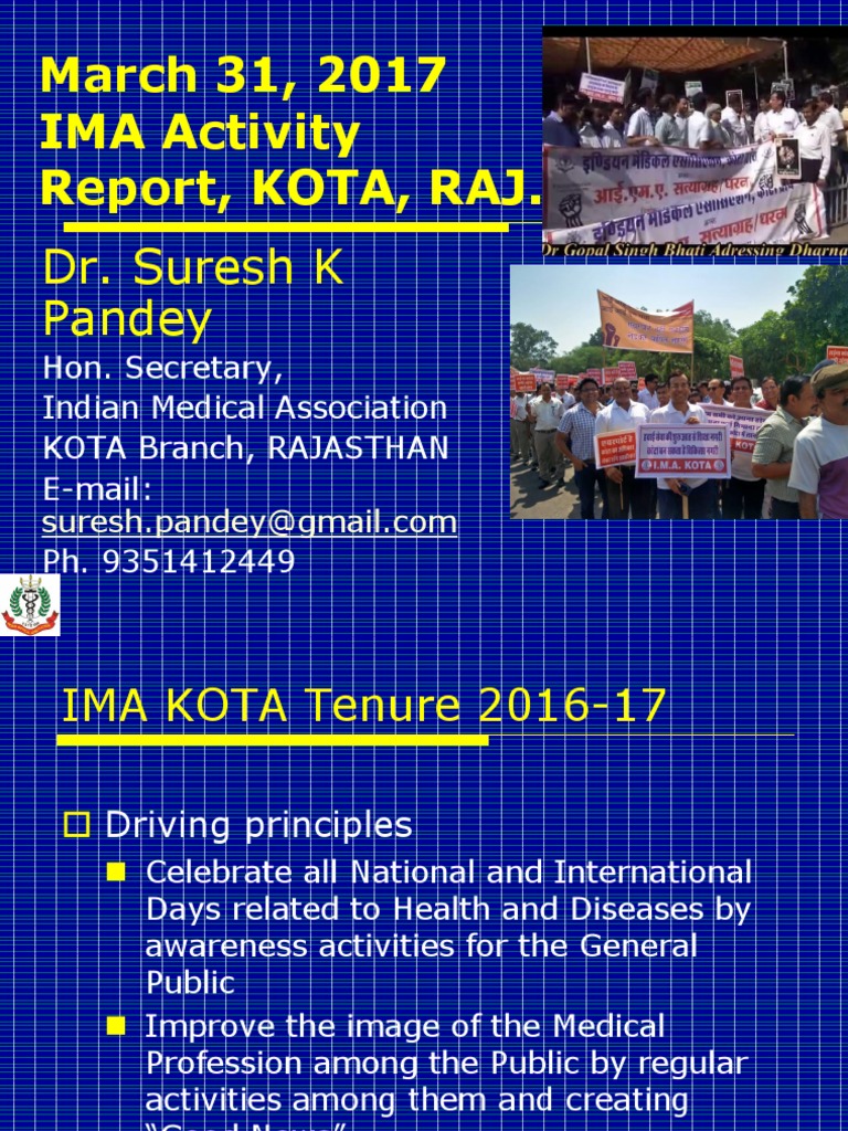Indian Medical Association (IMA) Kota Branch Activity Report by DR ...