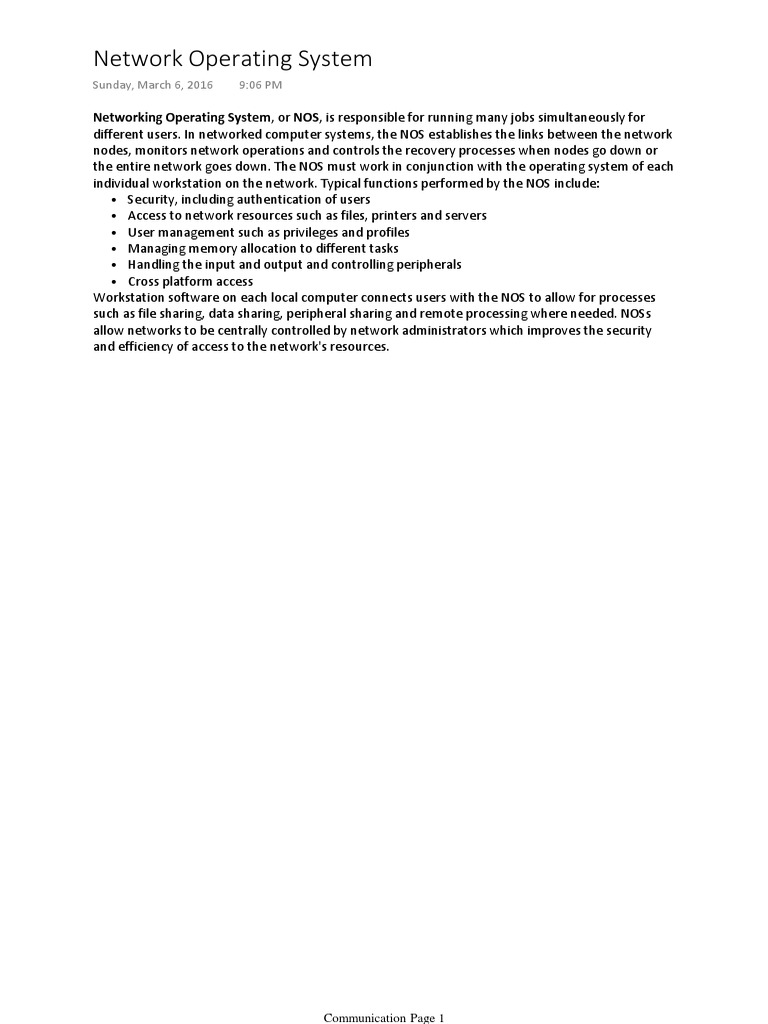 Network Operating System | PDF