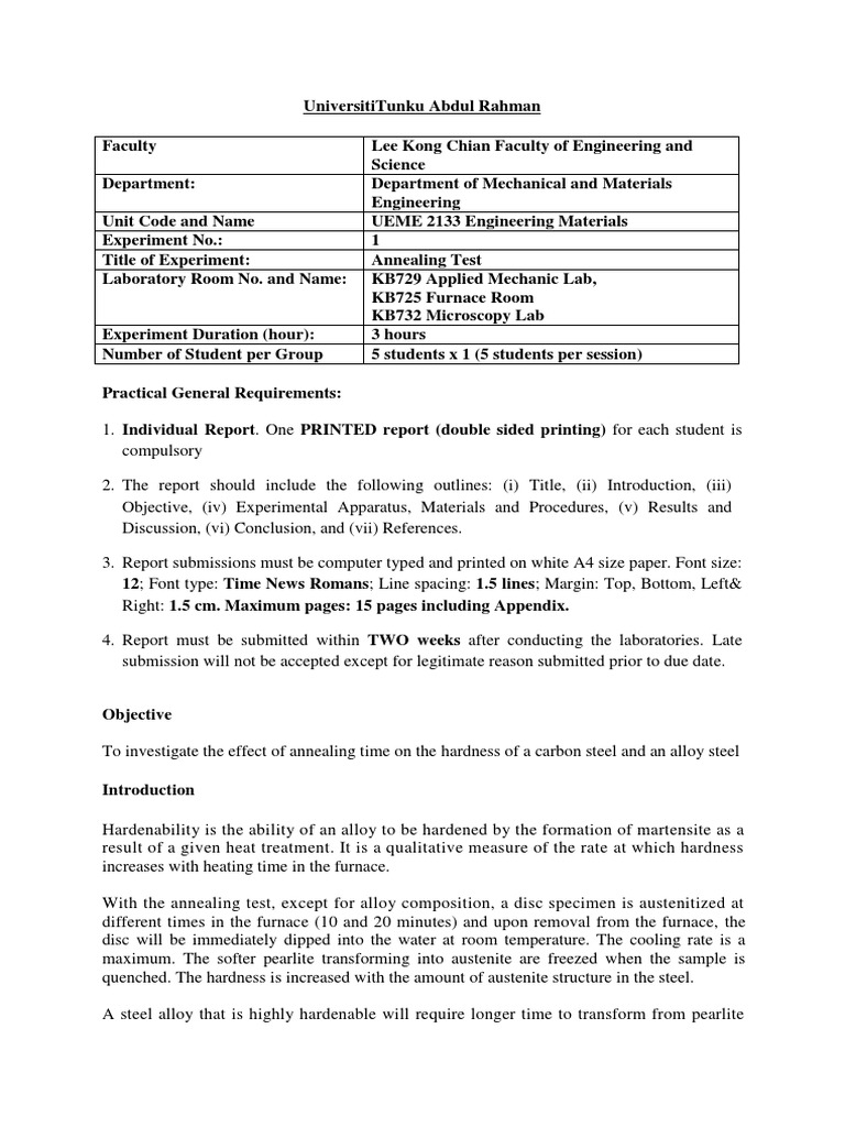 Practical 1 - Annealing Test 2017 | PDF | Steel | Annealing (Metallurgy)