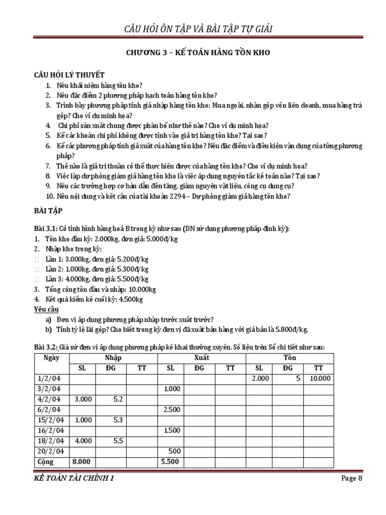 2015 - BT KTTC1 - Chuong 3 - 4 - 5 PDF | PDF