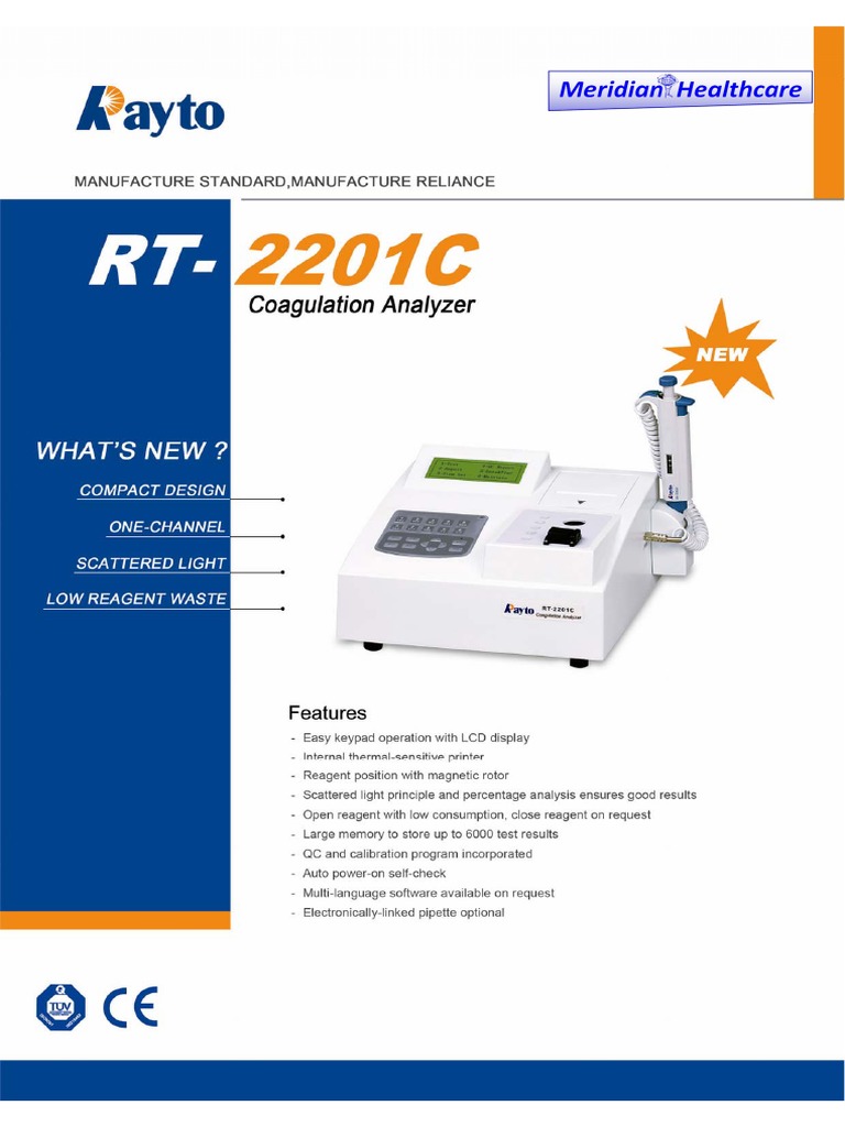 RT-2201C Coagulation Analyzer PDF | PDF