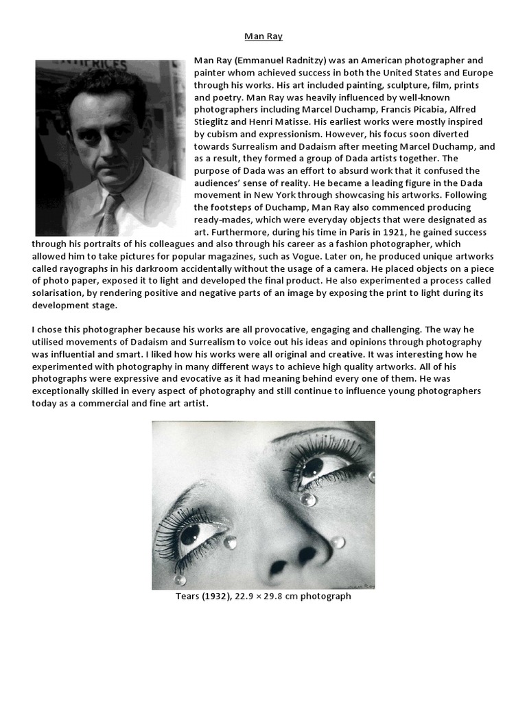 Man Ray: Pioneer of Dada and Surrealism | PDF | Surrealism | Works Of Art