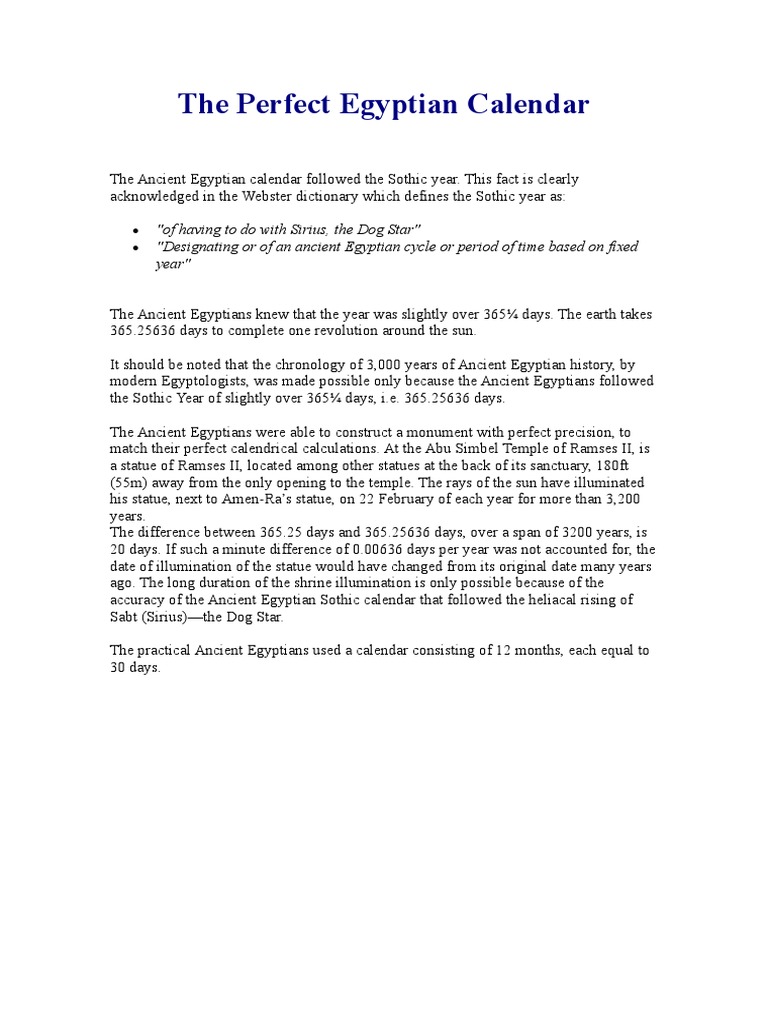 The Perfect Egyptian Calendar | PDF | Ancient Astronomy | Nature