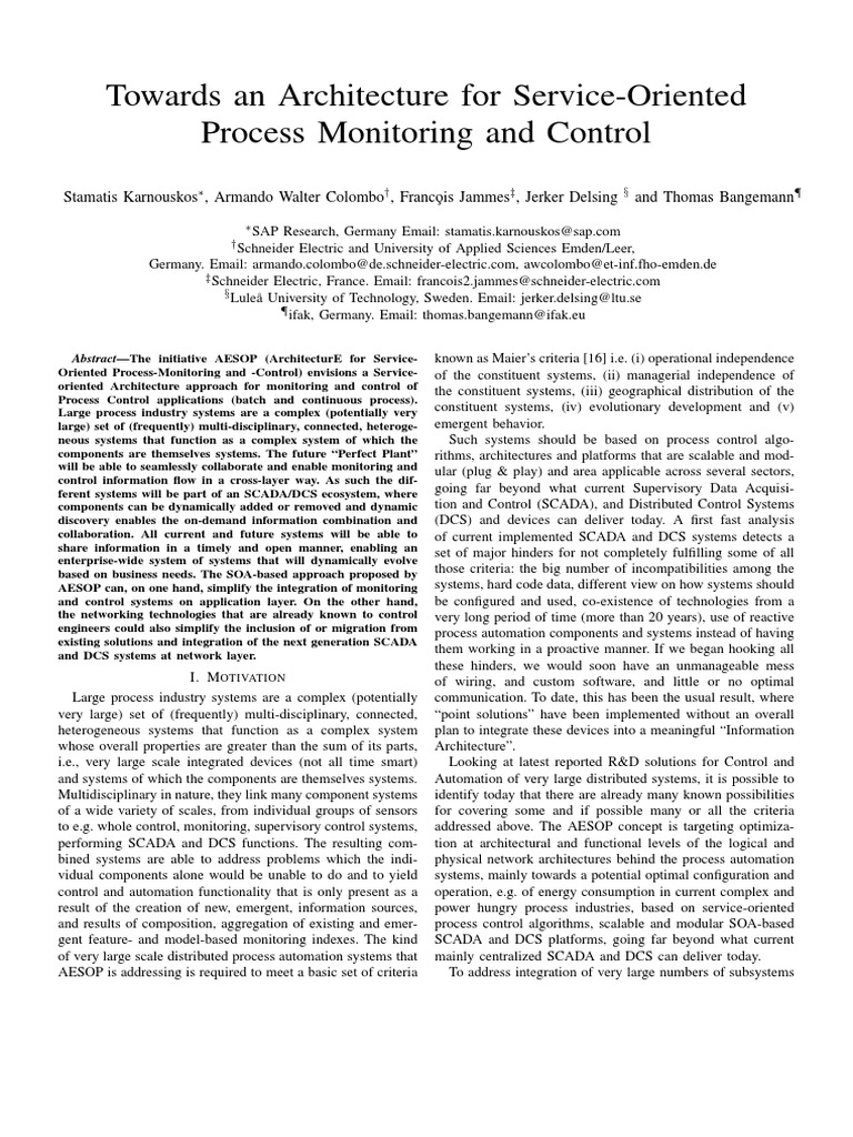 Towards An Architecture For Service-Oriented Process Monitoring and Control | PDF | Service ...