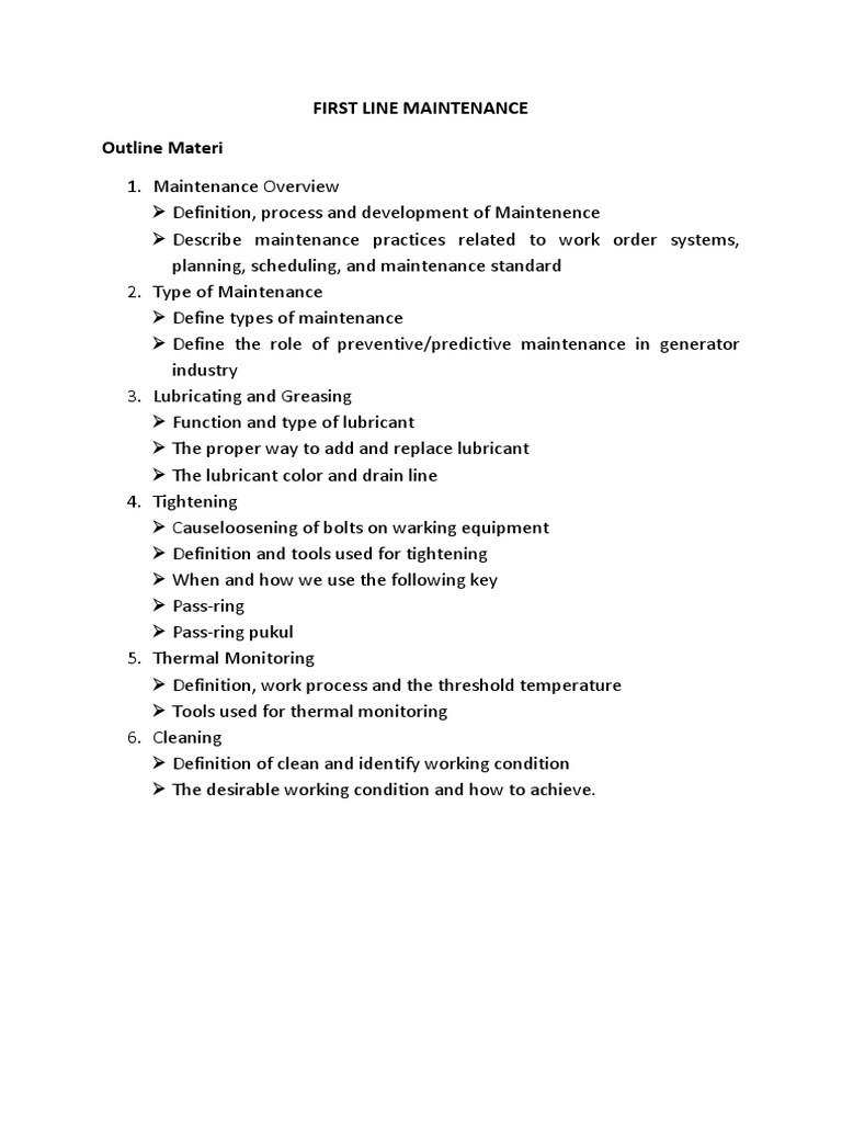 First Line Maintenance Overview | PDF