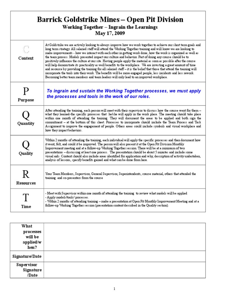 Working Together CPQQRT 0517 2009 Rev1 | PDF | Behavior | Behavioural ...