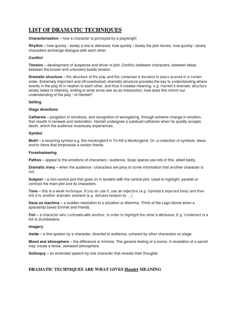 Dramatic Techniques | Hamlet