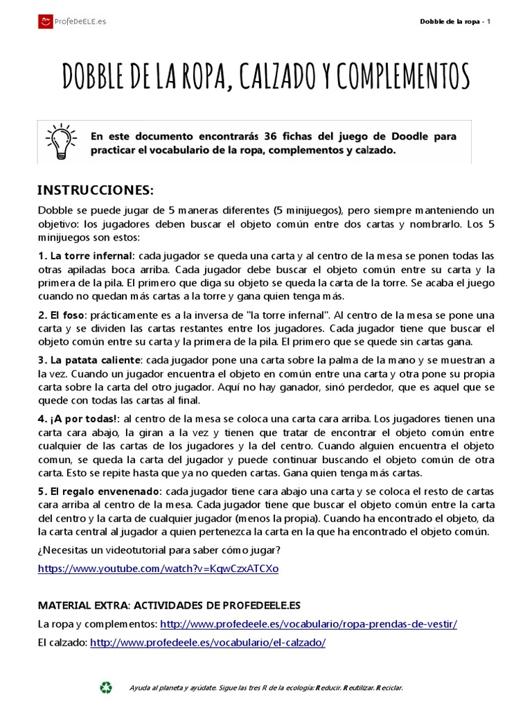 Dobble Ropa Color2 | PDF | Reciclaje | Ropa