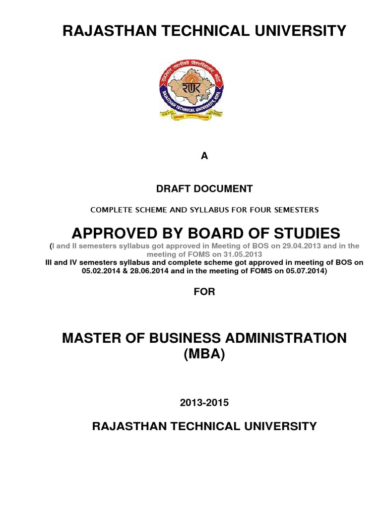 RTU MBA Syllabus | PDF | Strategic Management | Master Of Business ...