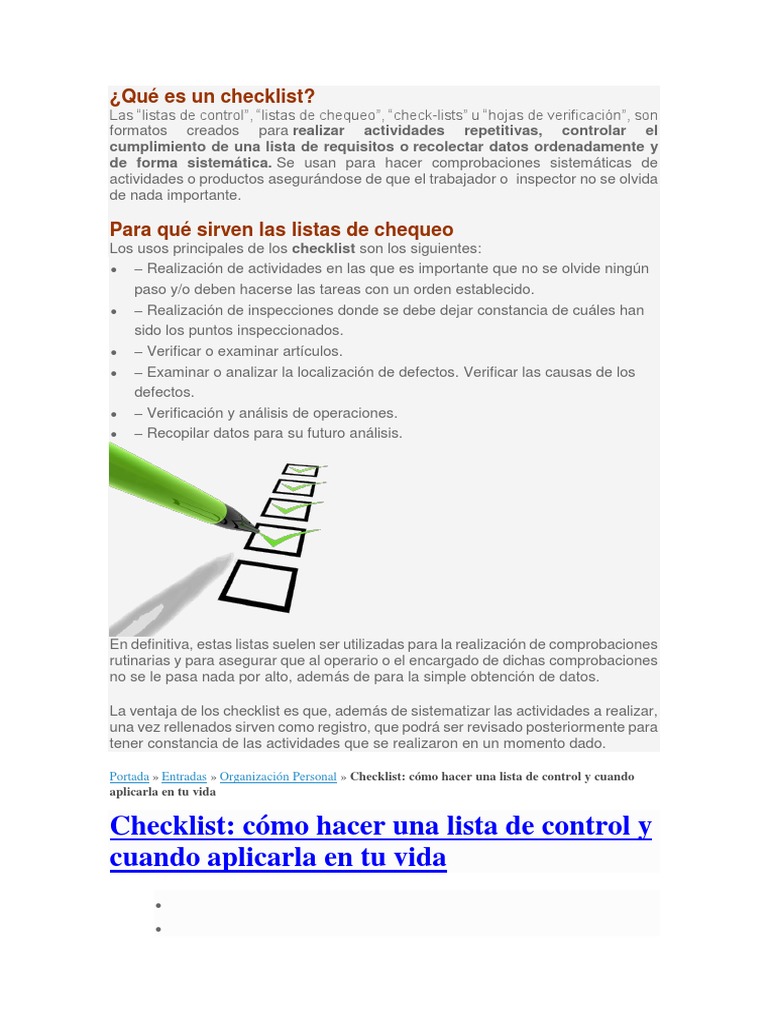 Qué Es Un Checklist | PDF | Camión | Transporte
