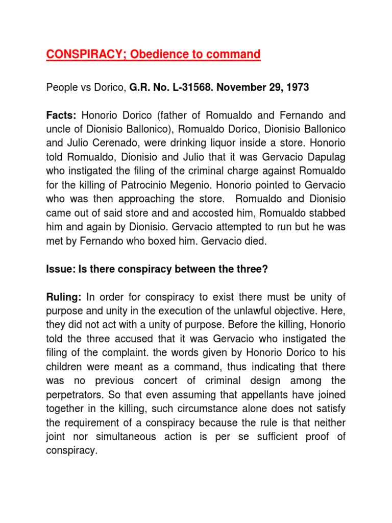 Conspiracy Cases and Lecture Notes | PDF | Conspiracy (Criminal) | Self ...