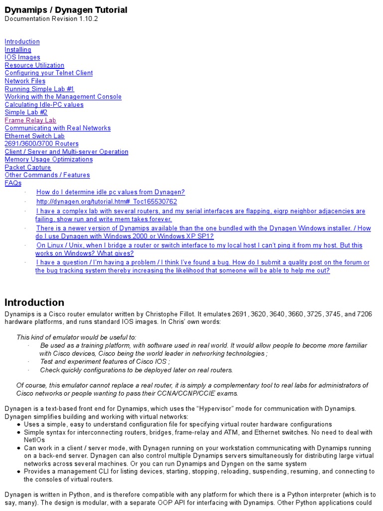 Dynamips - Dynagen Tutorial | Download Free PDF | System Software | Computer Data