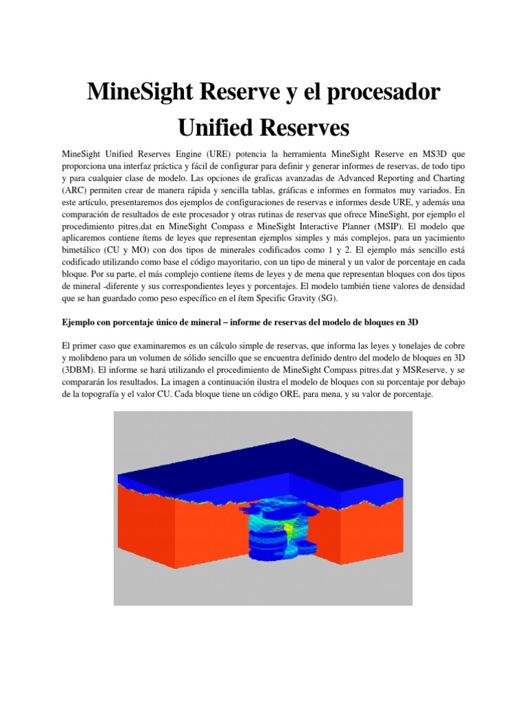 MineSight Reserve y El Procesador Unified Reserves | PDF | Unidad Central de procesamiento ...