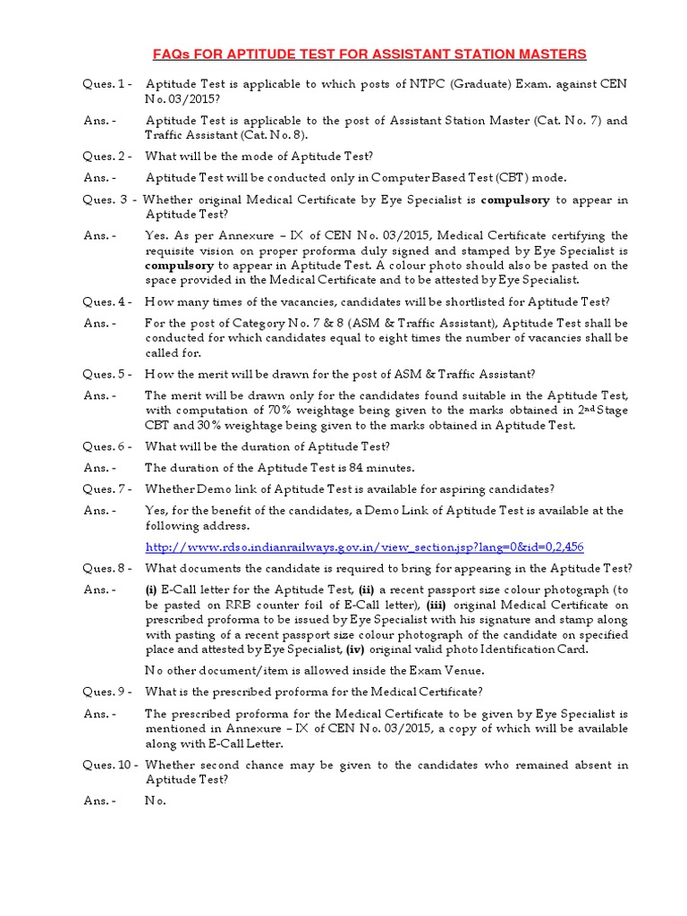 FAQs For Aptitude Test and Typing Skill Test | Download Free PDF | Test ...