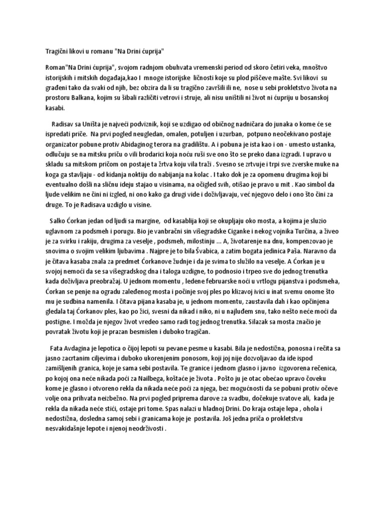 Tragični Likovi U Romanu | PDF