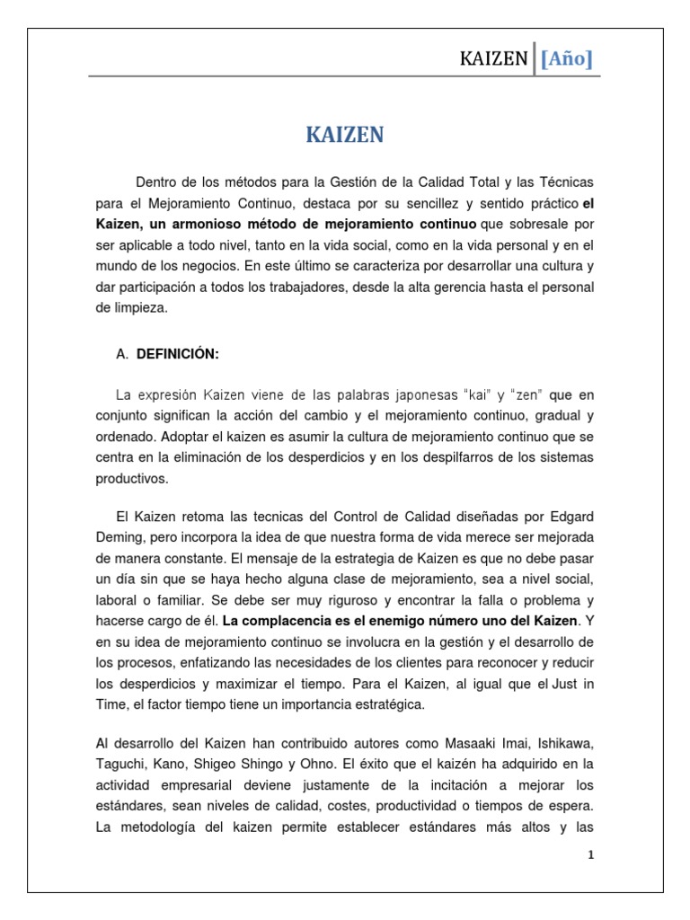 Kaizen PDF | PDF | Gestión de la calidad | Calidad (comercial)