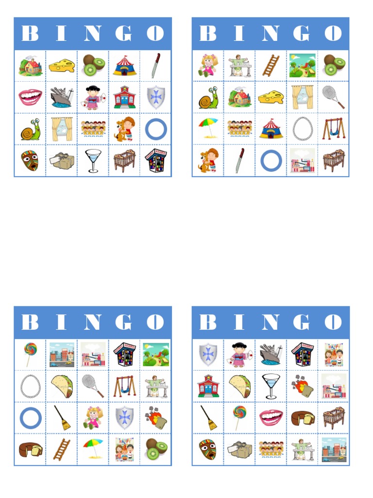 Bingo de palabras con la letra K | PDF