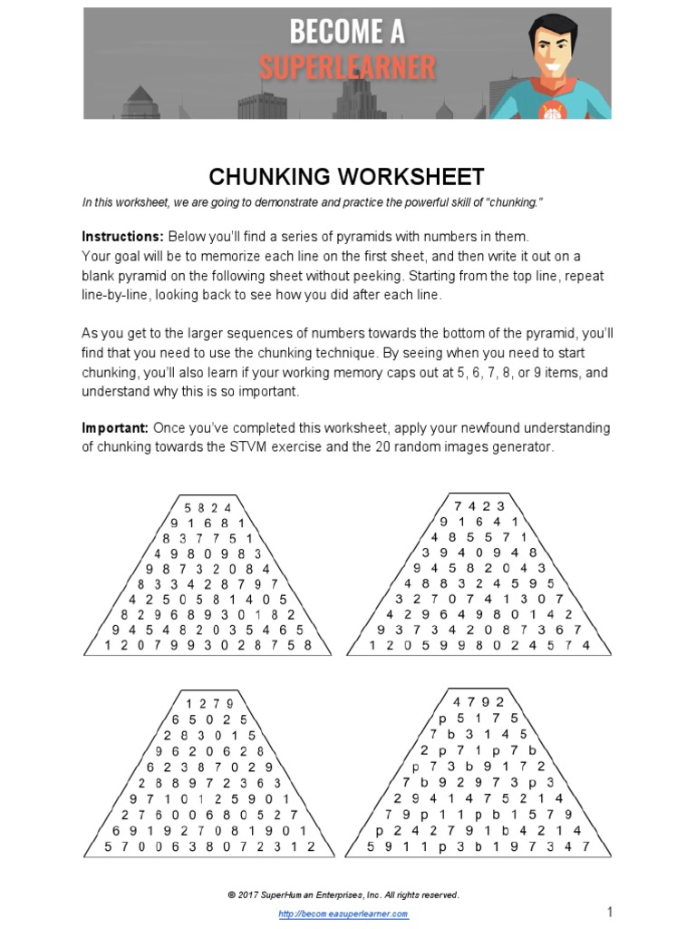 Chunking Worksheet: Instructions | PDF