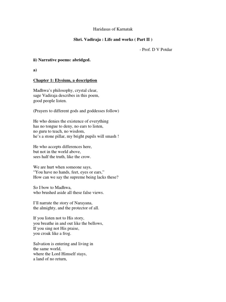 Vadiraja Life and Works | PDF | Hindu Mythology | Hindu Literature