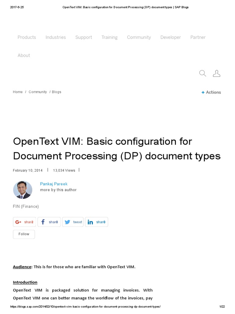 OpenText VIM - Basic Configuration For Document Processing (DP ...