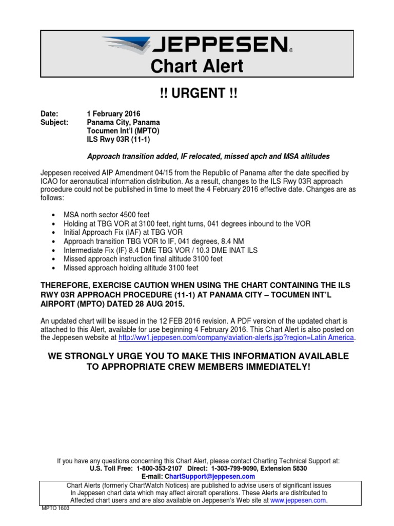 MPTO 1603 PChart Alert Panama | PDF | Aviation Safety | Aviation