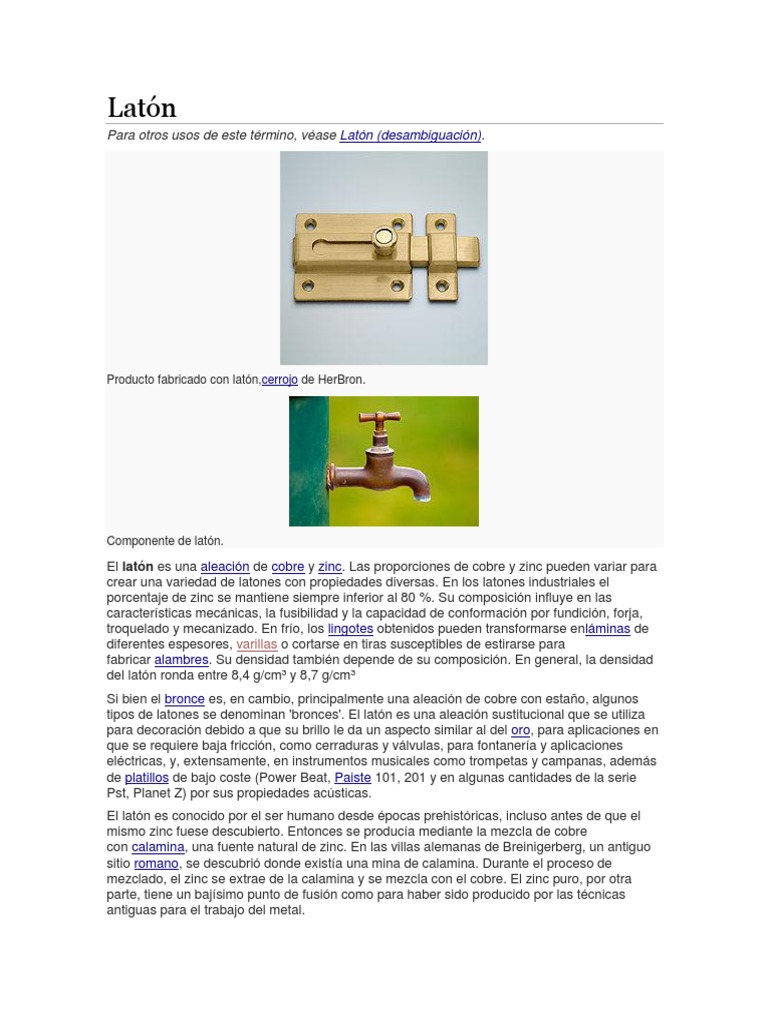 Latón | Latón | Elementos químicos