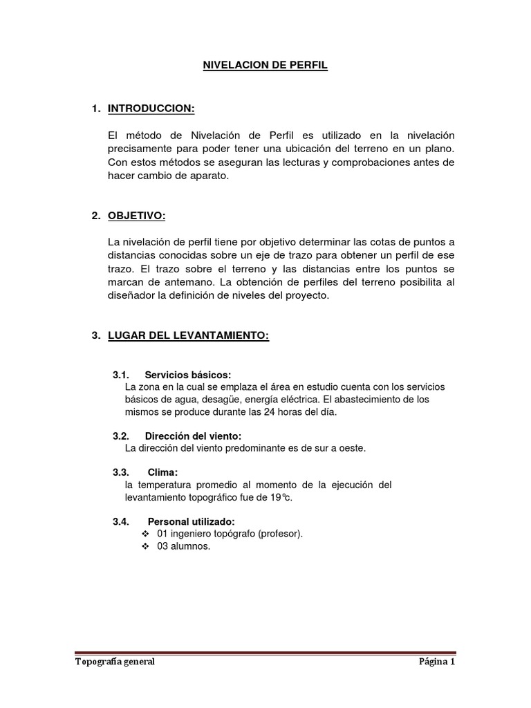 Nivelacion de Perfil | PDF | Topografía | Earth Sciences