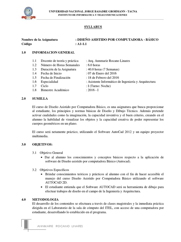 Syllabus Autocad Basico | PDF | Software | Diseño
