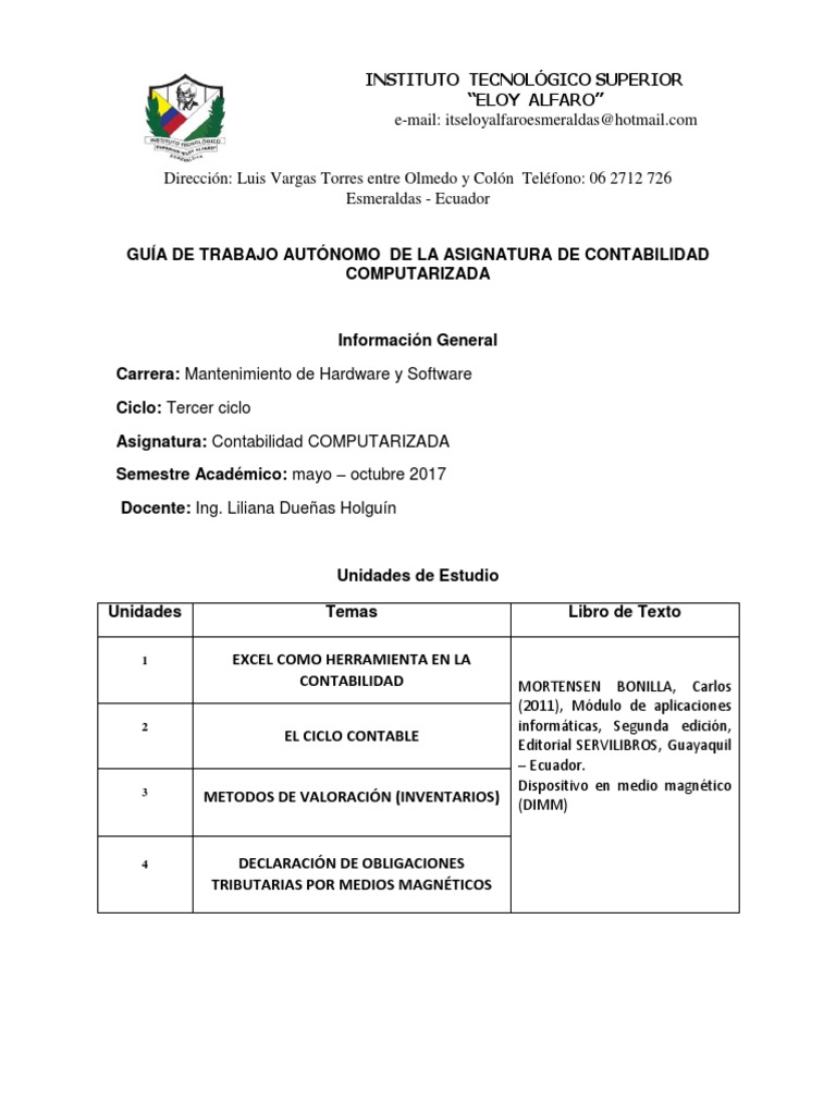 Guía Aut - Contab. Computarizada | PDF | Correo electrónico | Contabilidad