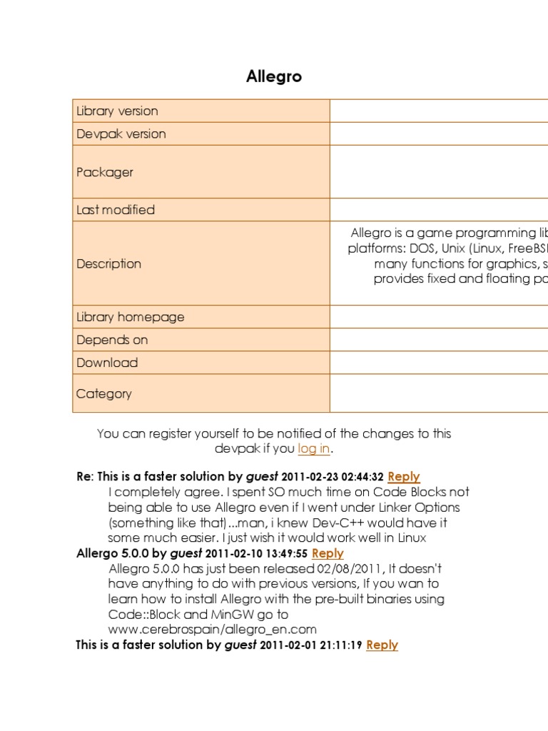 Allegro | PDF | Library (Computing) | Linux