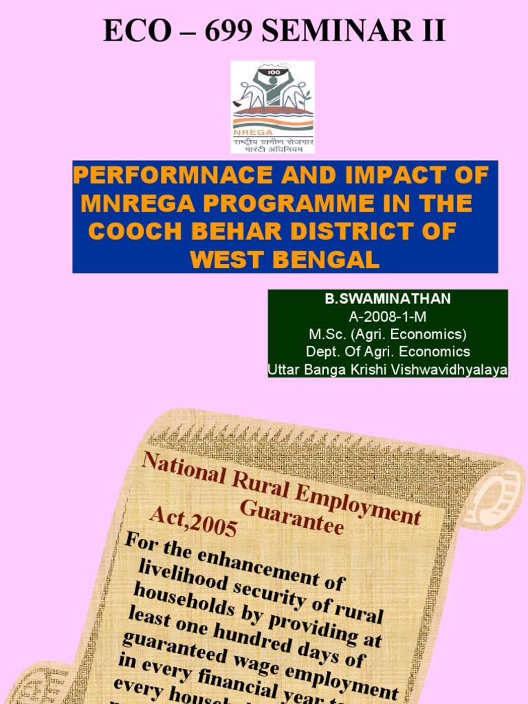 Eco - 699 Seminar Ii: Performnace and Impact of Mnrega Programme in The ...