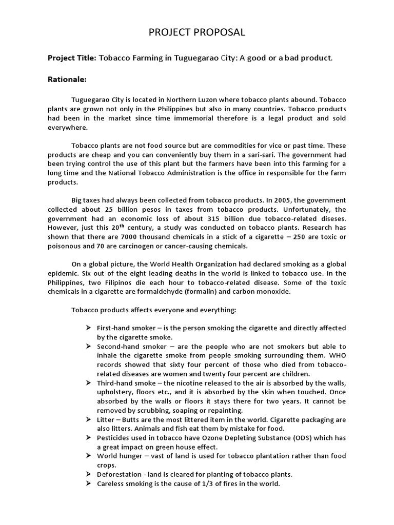 Project Proposal | PDF | Cigarette | Tobacco