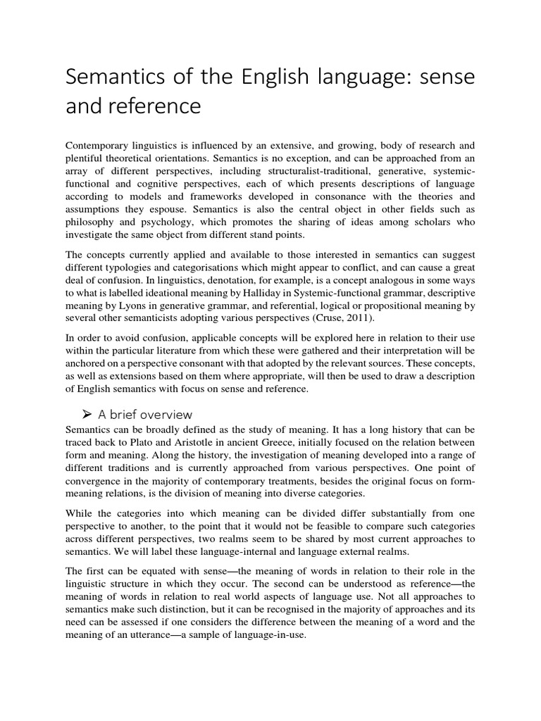 Semantics Sense and Reference | PDF | Concept | Semantics