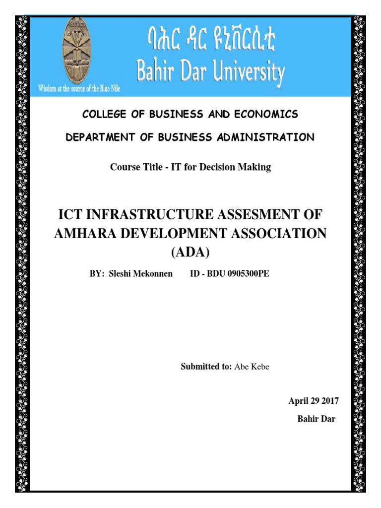 Ict Infrastructure Assesment of Amhara Development Association | PDF