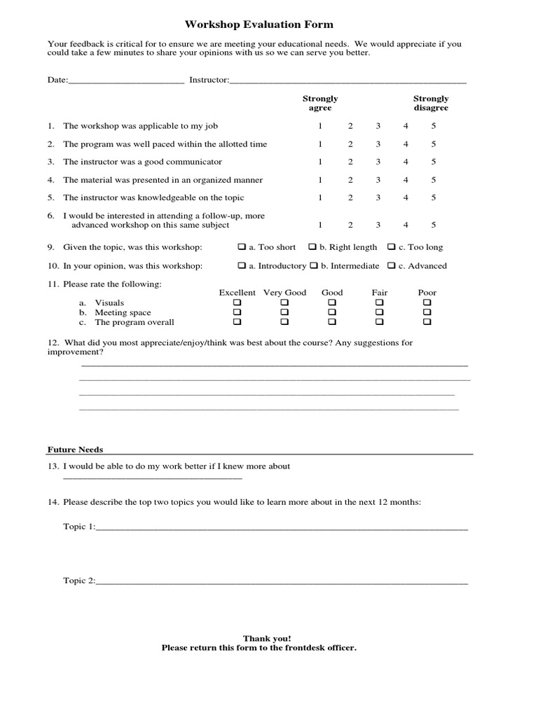 Participant Evaluation Form (Ms Word) | PDF | Teaching | Cognition