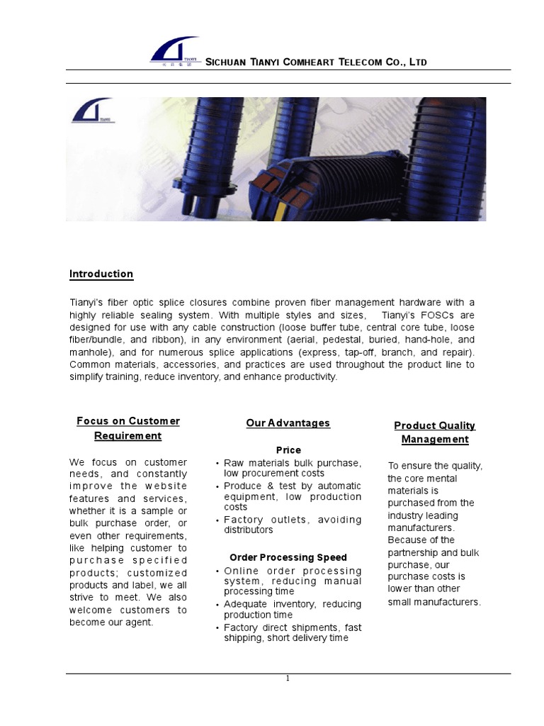 Tianyi Fiber Optic Splice Closure (FOSC) Catalogue-Inline Closure and ...
