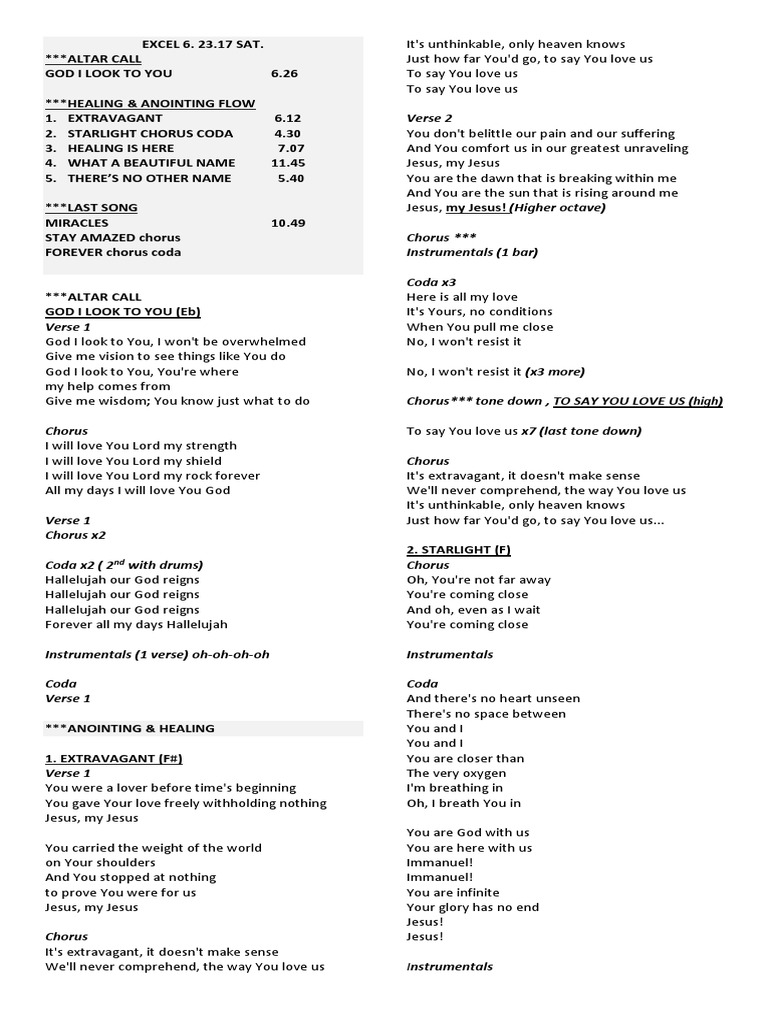 Excel Sunday Worship Setlist | PDF | Faith Healing | Miracle