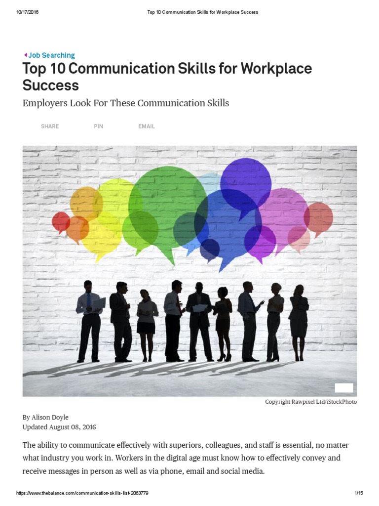Top 10 Communication Skills for Workplace Success | Nonverbal ...