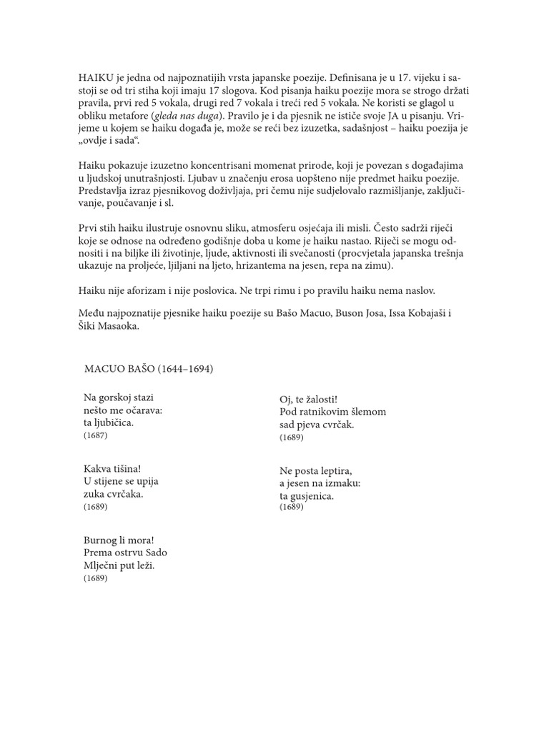 Haiku Poezija | PDF